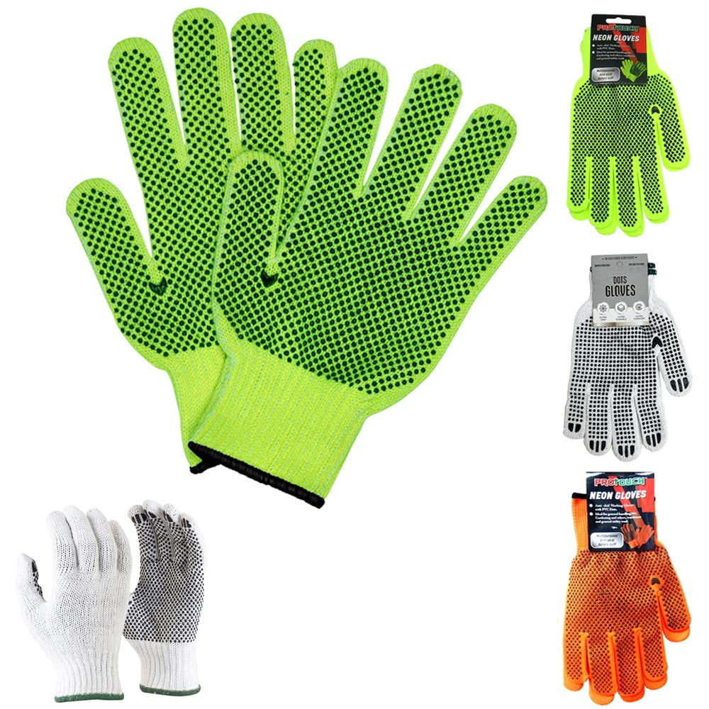 4 Pairs Safety Protection Work Gloves Black Dotted Grip Gardening ...