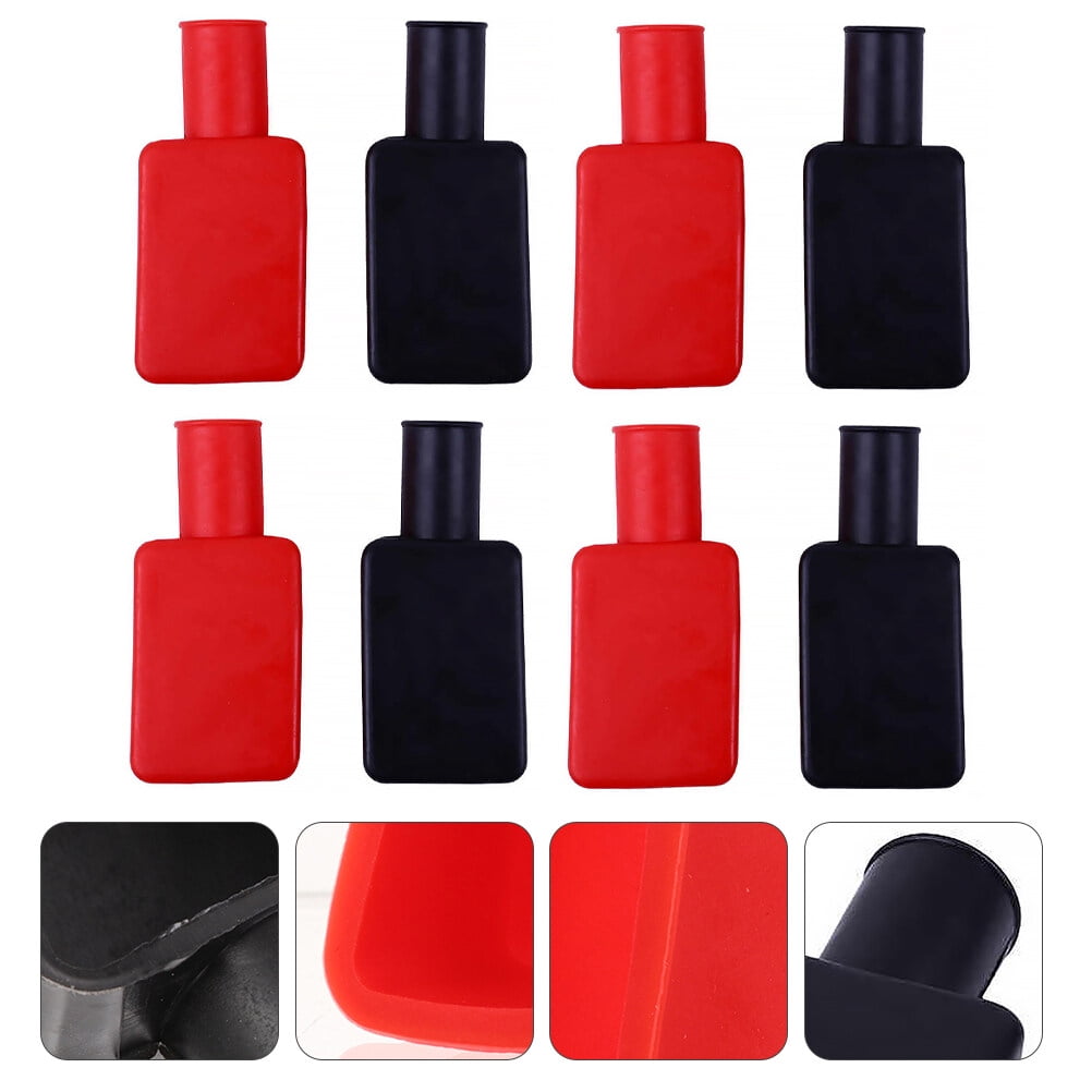 4 Pairs Silicone Terminal Covers Rubber Car Terminal Covers Red and ...