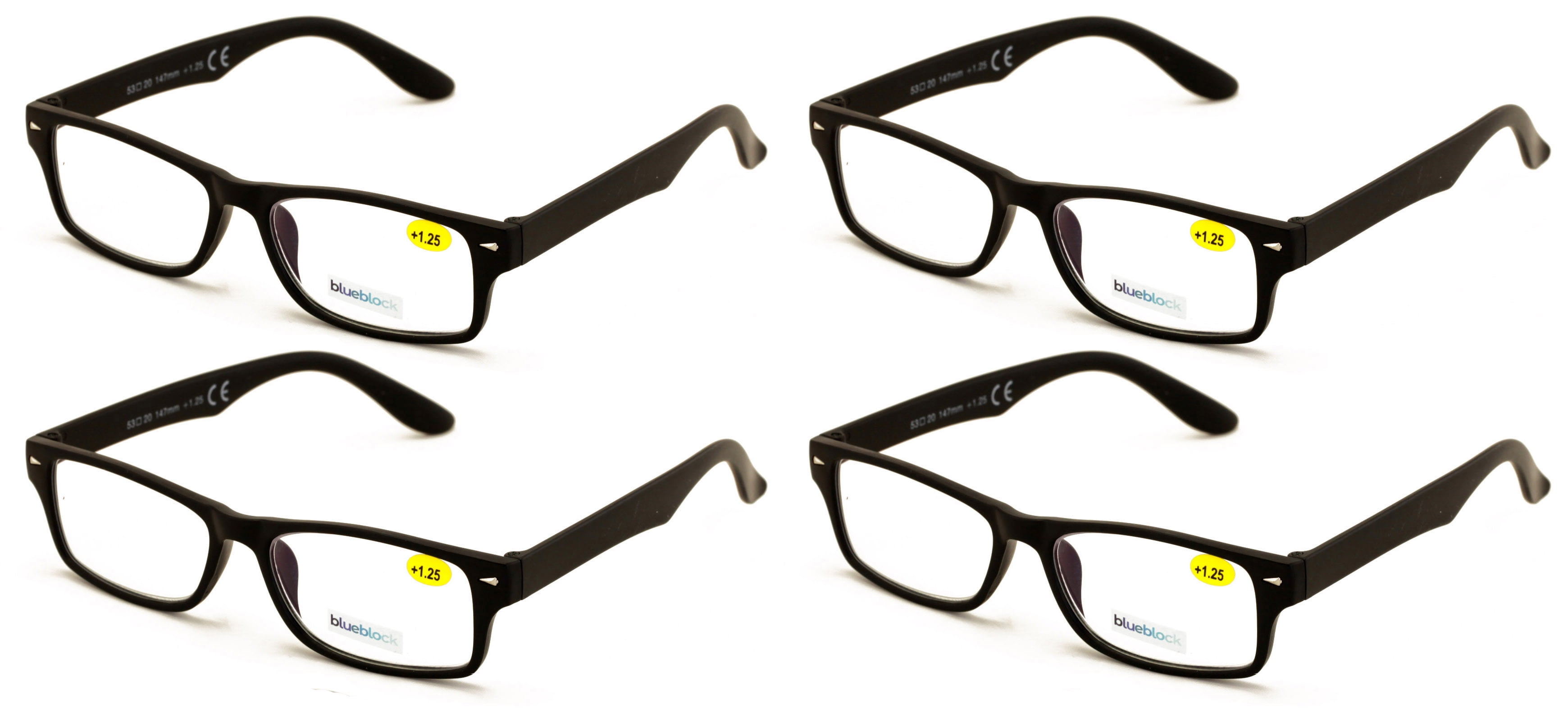4 Pairs Simple Basic Reading Glasses Blue Blocker Black - Computer Anti ...