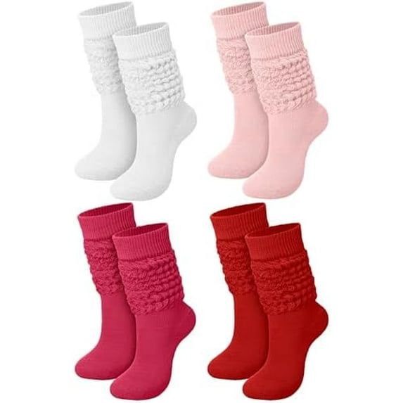4 Pairs Slouch Socks for Women Bulk Stacked Boot 80s 90s Neon Slouch ...