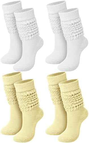 4 Pairs Slouch Socks for Women Bulk Stacked Boot 80s 90s Neon Slouch ...