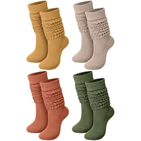 4 Pairs Slouch Socks for Women Bulk Stacked Boot 80s 90s Neon Slouch ...