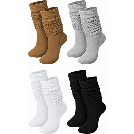 4 Pairs Slouch Socks for Women Bulk Stacked Boot 80s 90s Neon Slouch ...