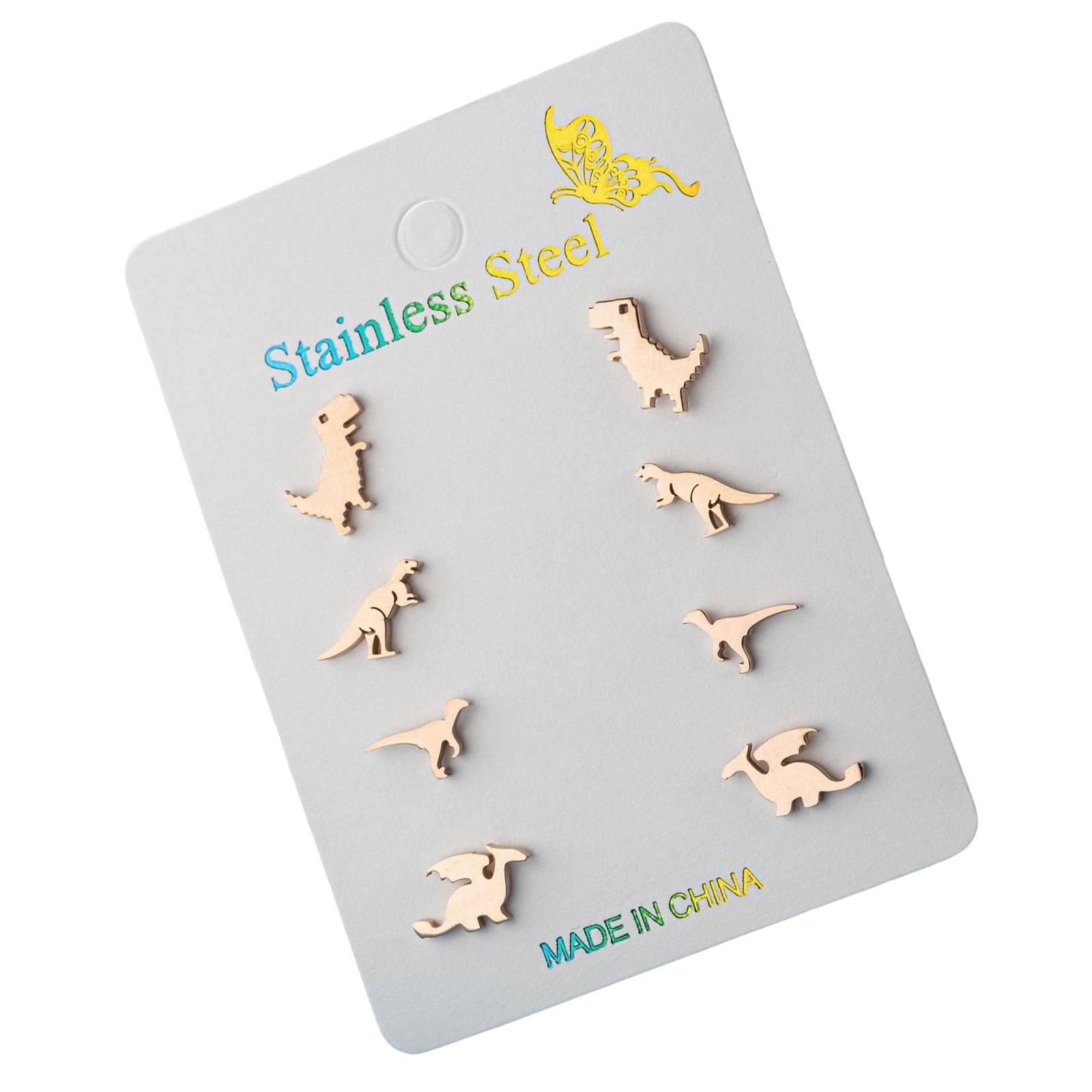 4 Pairs Small Dinosaur Earrings Stylish Cartoon Ear Jewelry Dinosaur ...