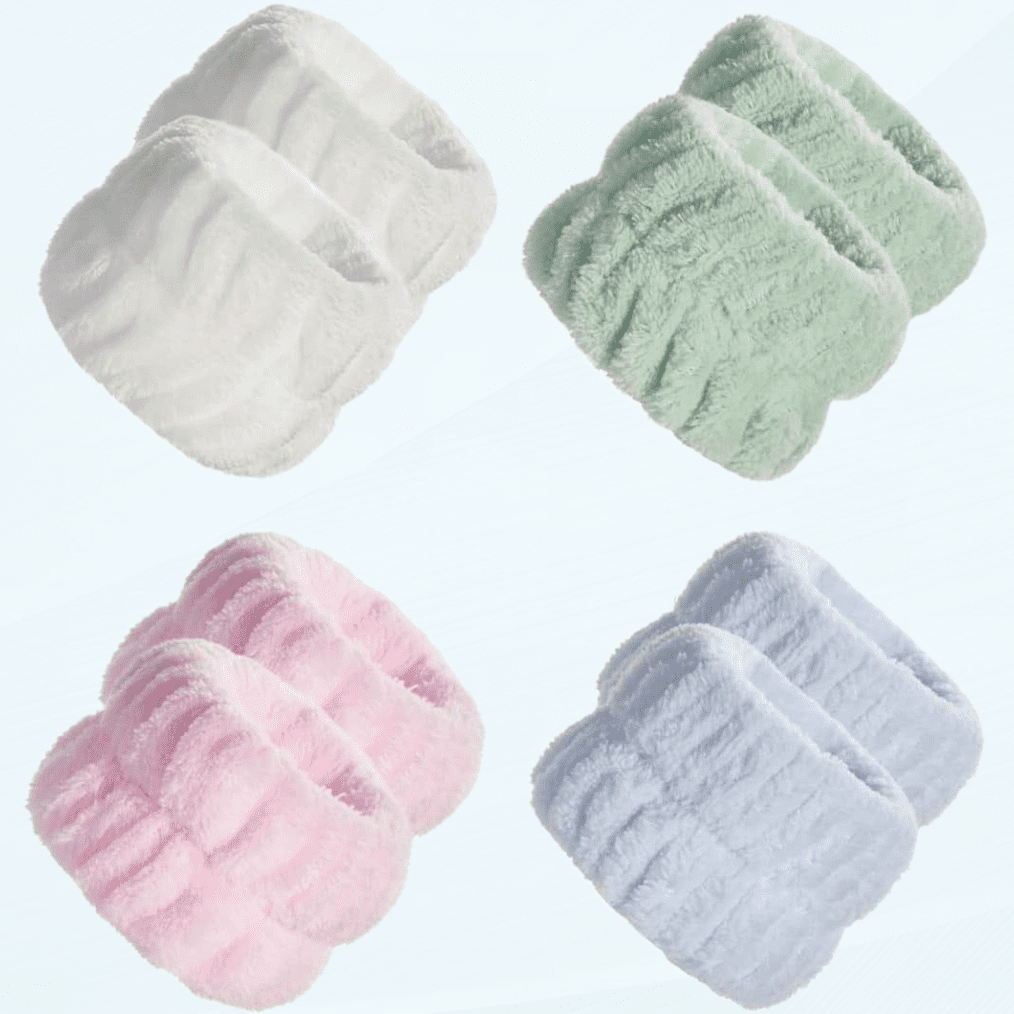 4 Pairs Spa face Washing Wristbands, Soft Microfiber Wrist scrunchies ...