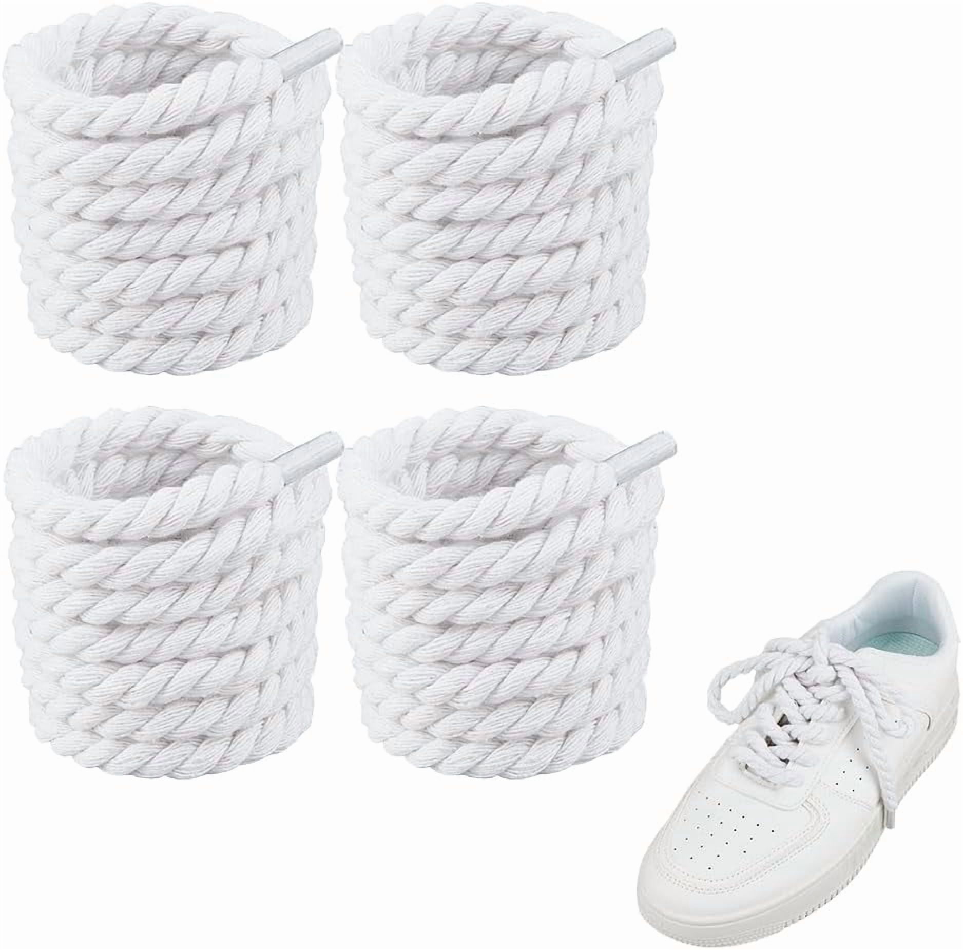 4 Pairs Thick Rope Shoelaces 8mm Width Round Shoelace Cotton Shoestring ...