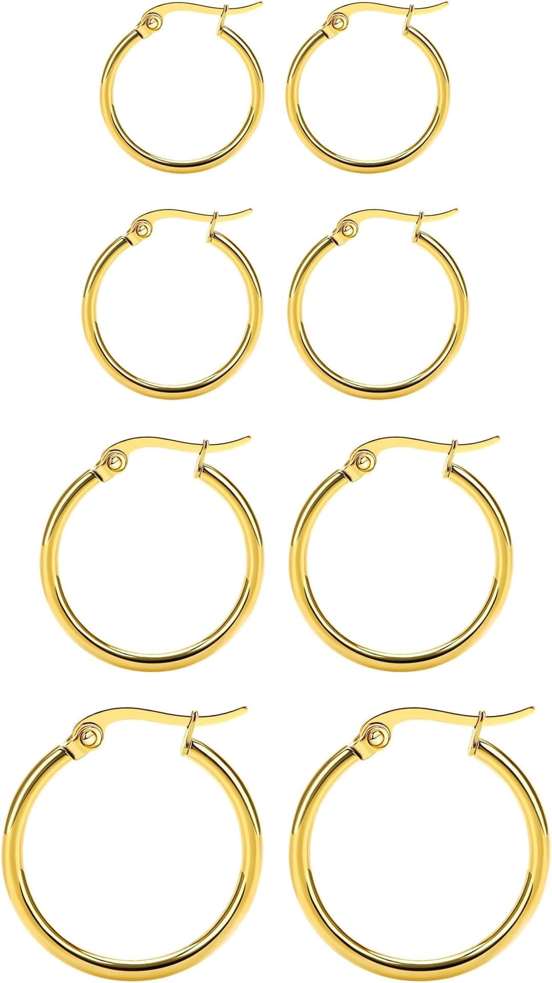 4 Pairs Titanium Hoop Earrings for Ears Pure Titanium Earrings for ...