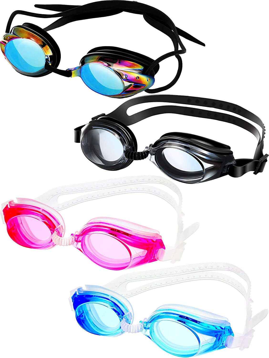 QUMENEY Multicolor Shatterproof Triathlon Sport Goggles 4-Pack ...