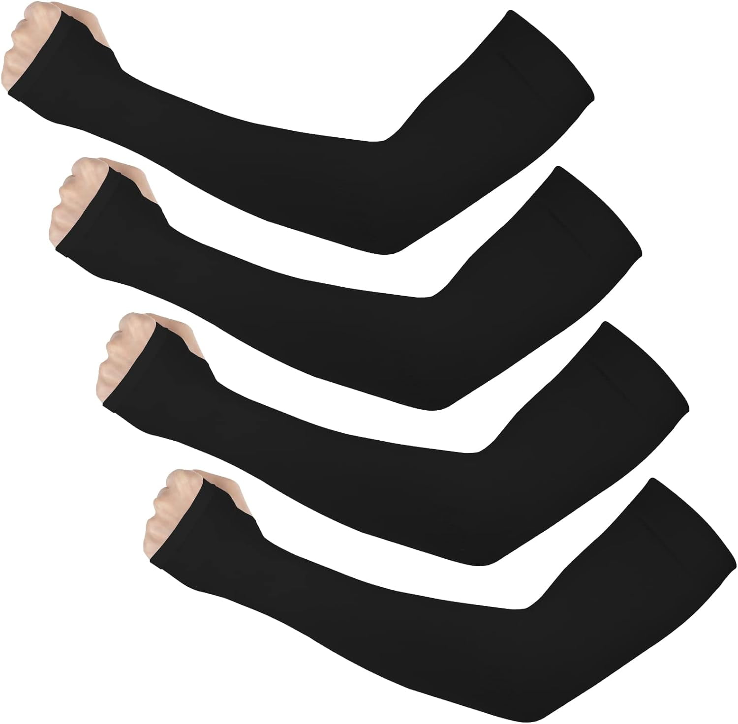 4 Pairs UV Sun Protection Arm Sleeves for Men Women UPF 50 Compression ...
