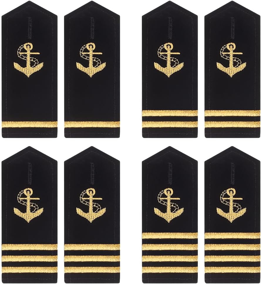 4 Pairs Uniform Bars Airline Pilot Epaulets Gold Anchor Hardboard ...
