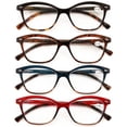 4 Pairs Women 2tone Tortoise Reading Glasses - Spring Hinge Lightweight ...