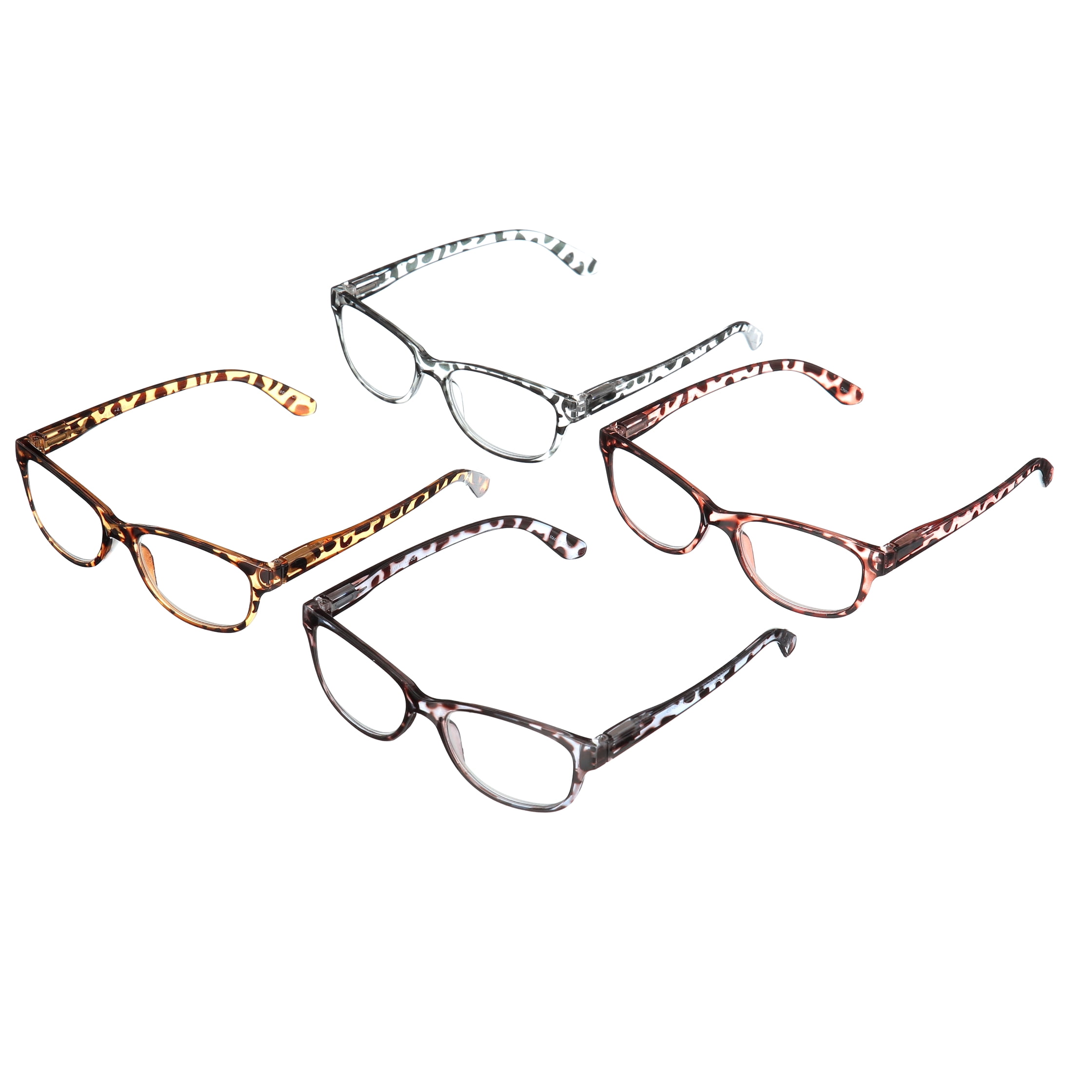 4 Pairs Women Leopard Meow Reading Glasses - Fashion Clear Lens Readers ...