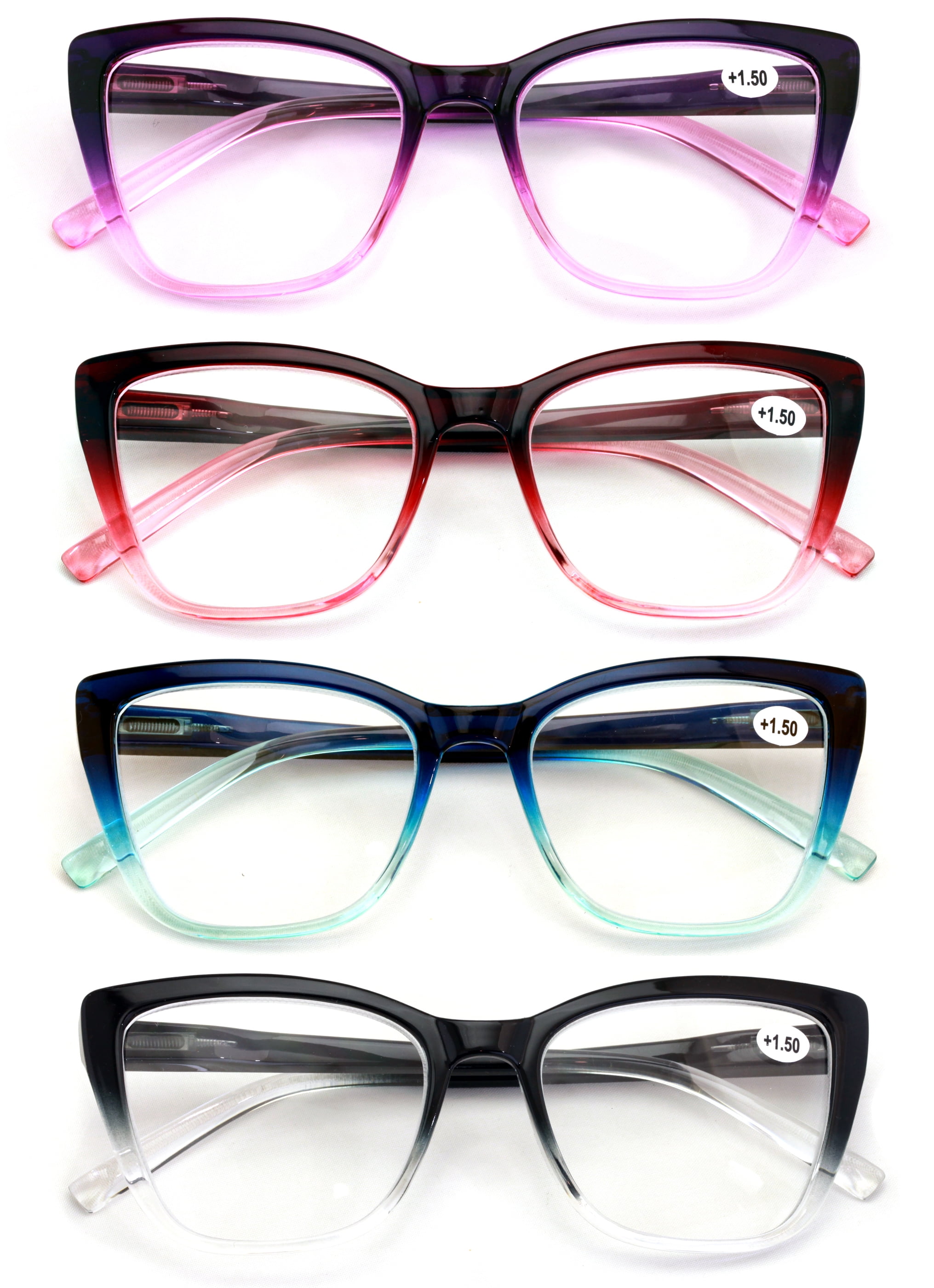 V.W.E. Women Oversized Translucent 2-Tone Cateye Reading Glasses ...