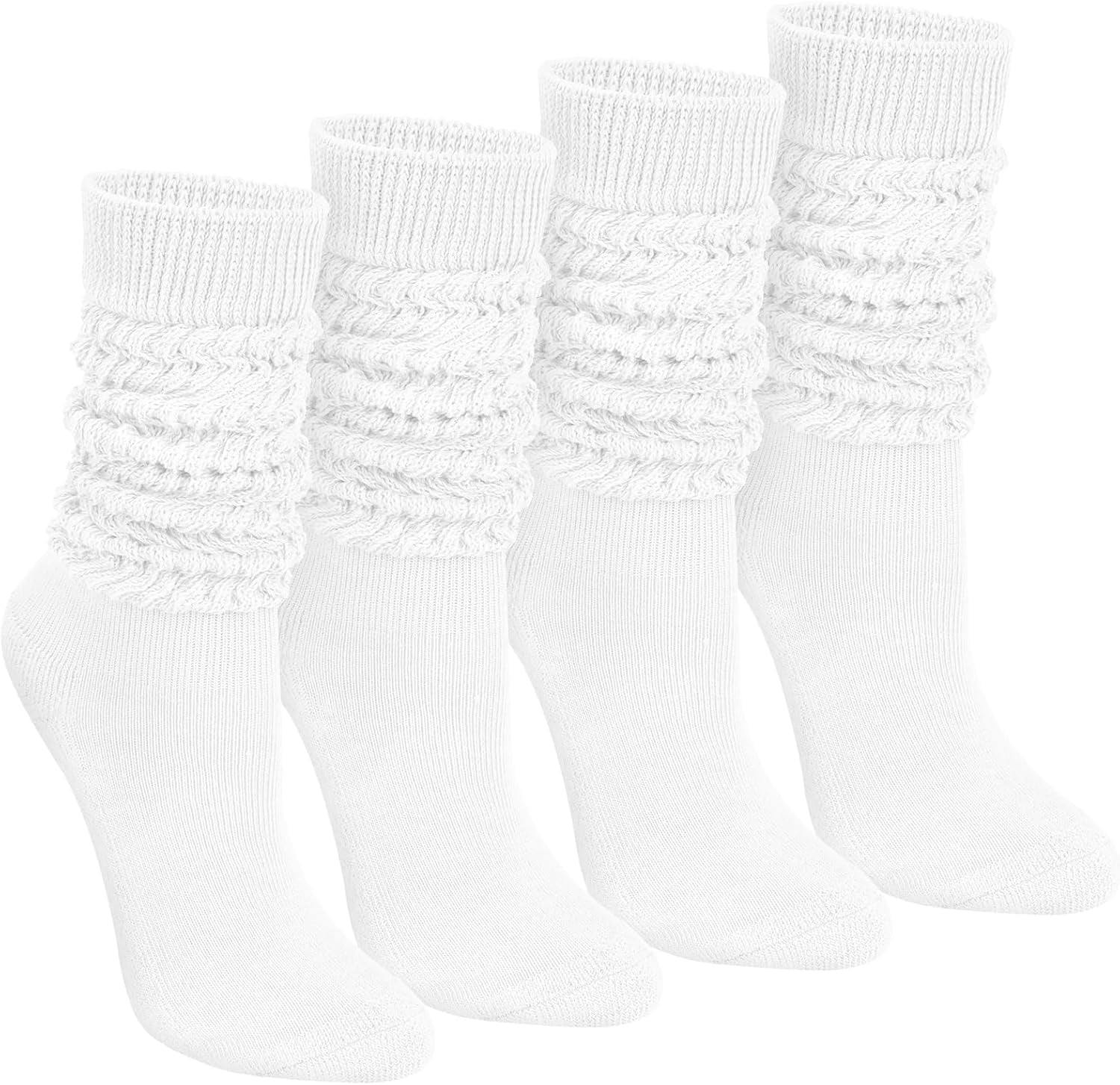 4 Pairs Women Slouch Socks Soft Knee High Scrunch Slouchy Socks Knit ...