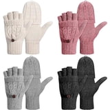 4 Pairs Women Winter Convertible Gloves Fingerless Mittens Knit Flip ...