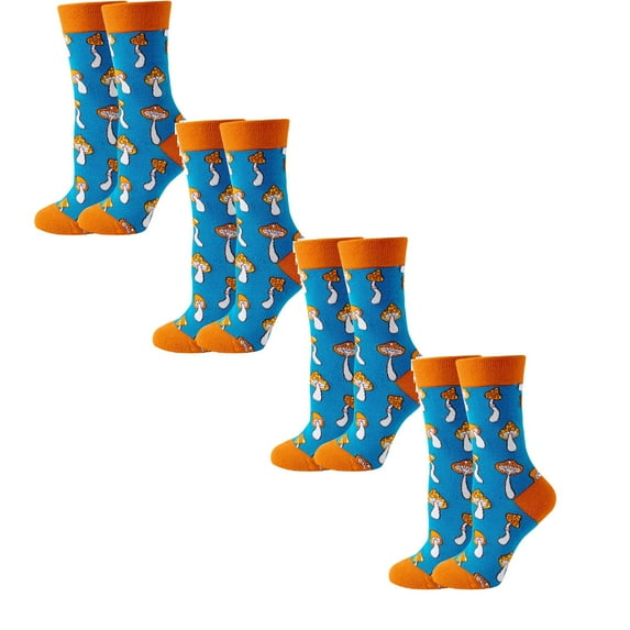 4 Pairs Women's Funny Novelty Cute Animal Pattern Cotton Crew Socks ...