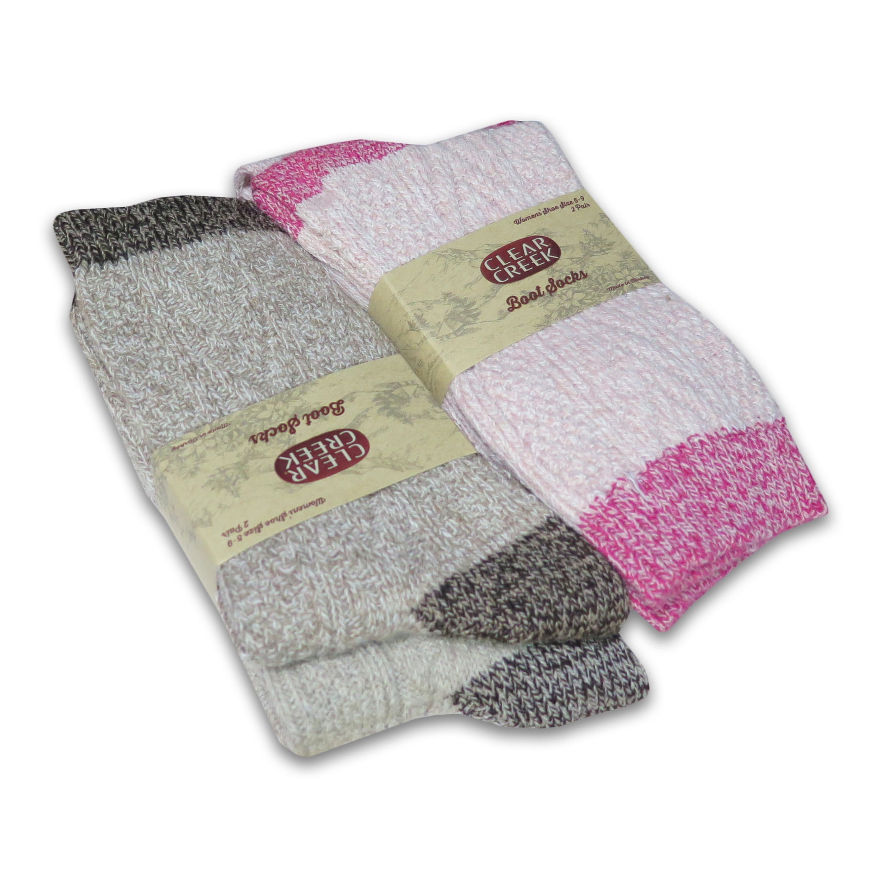 4 Pairs Women's Heavyweight Outdoor Wool Blend Thermal Boot Socks (Pink ...