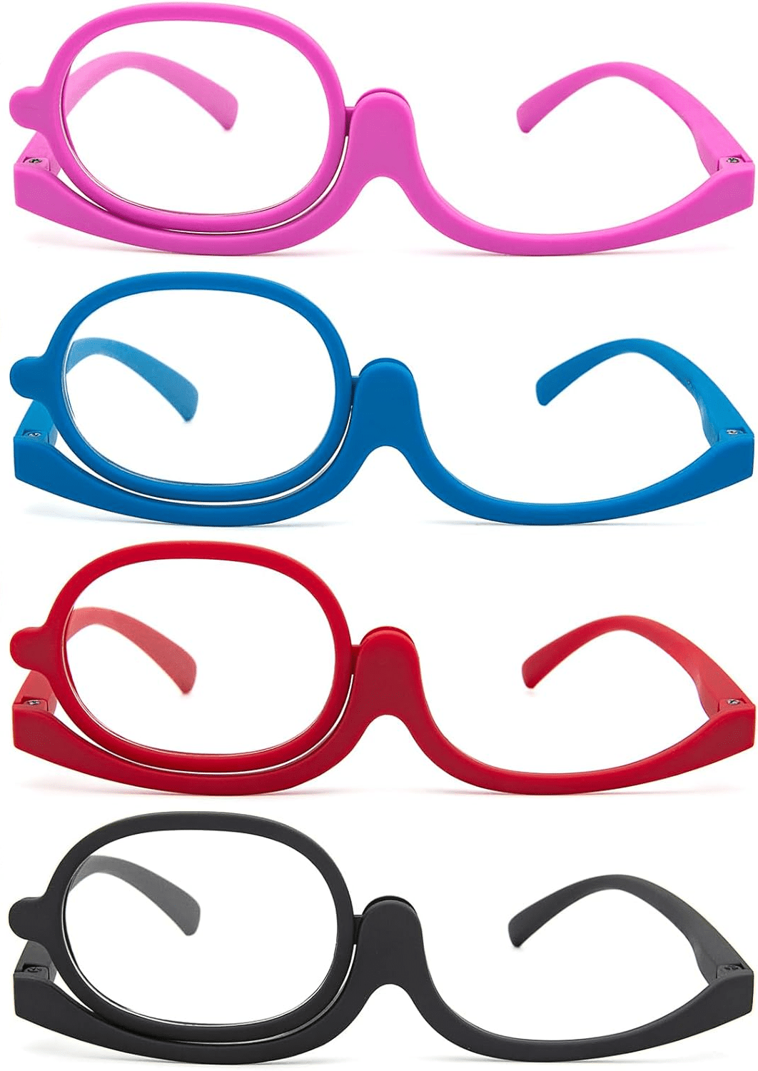 4 Pairs Women's Makeup Reading Glasses, Magnifying Flip Down, Spring ...