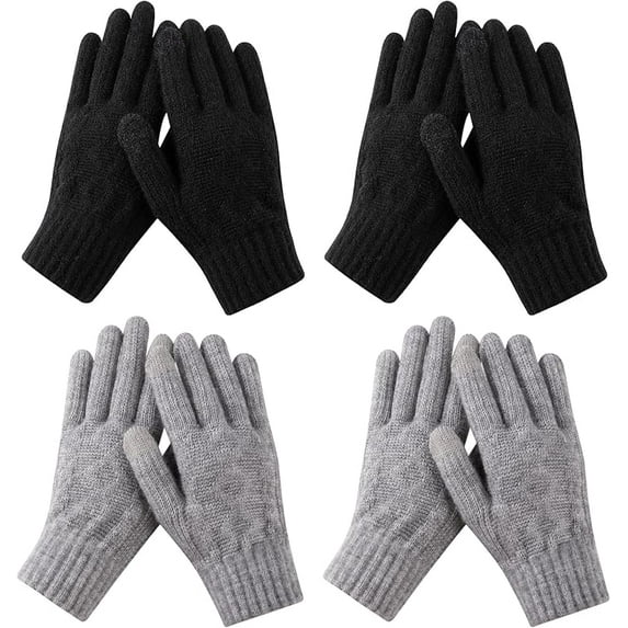 4 Pairs Womens Winter Gloves with Touchscreen Fingers Knit Texting ...
