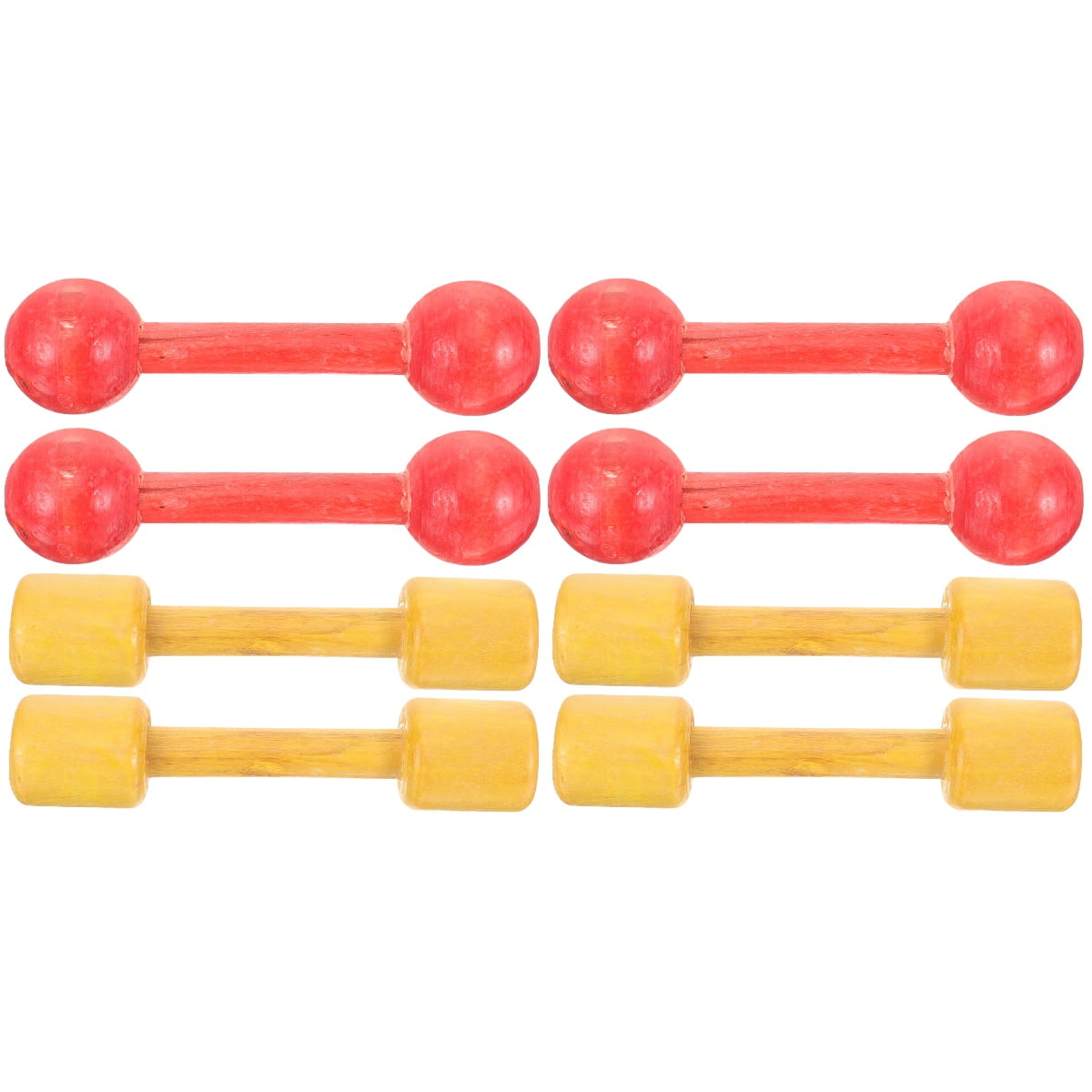 4 Pairs Wooden Dumbbells Kids Barbells Kids Exercise Dumbbells Hand ...