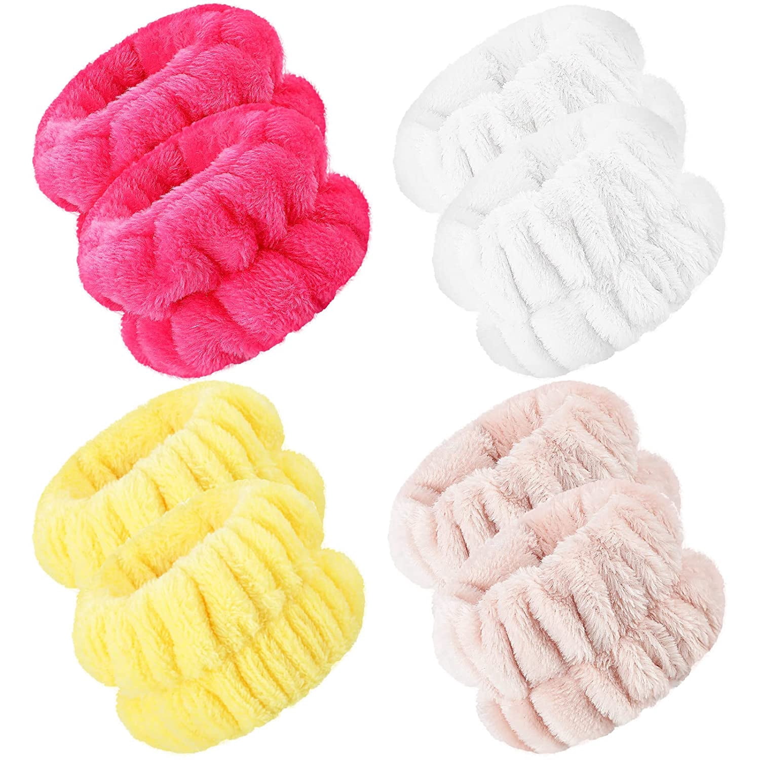 4 Pairs Wrist Bands for Washing Face Wrist Spa Microfiber Wash Towel ...