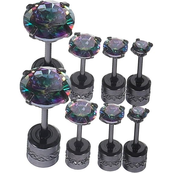 4 Pairs Zircon Ear Studs for Women Titanium Steel Plated Stainless ...