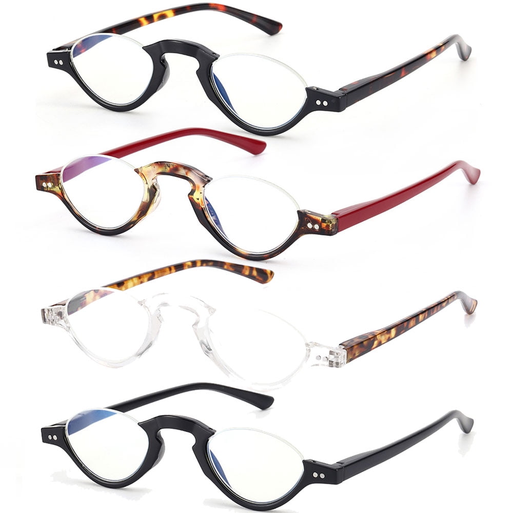 4 Pairs of Blue Light Blocking Half Rimless Reading Glasses for Women ...