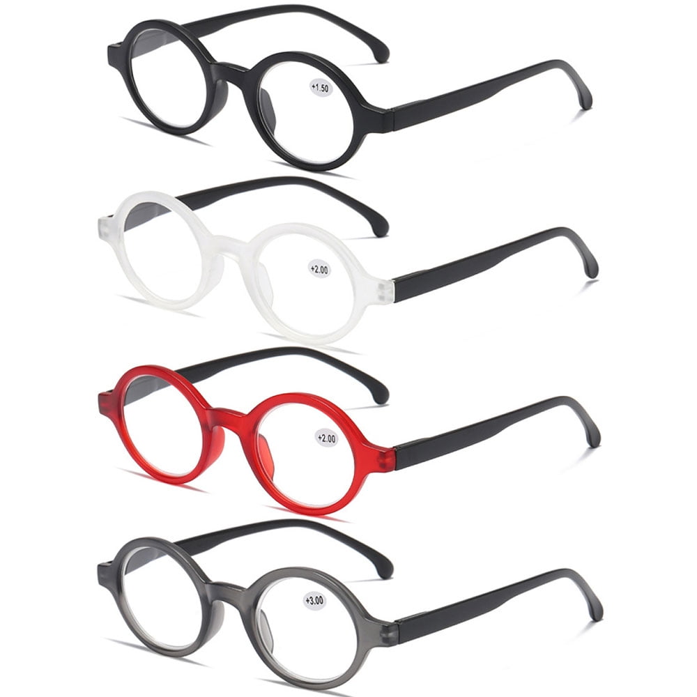 4 Pairs of Classic Oval Round Reading Glasses For Women and Men, Spring ...