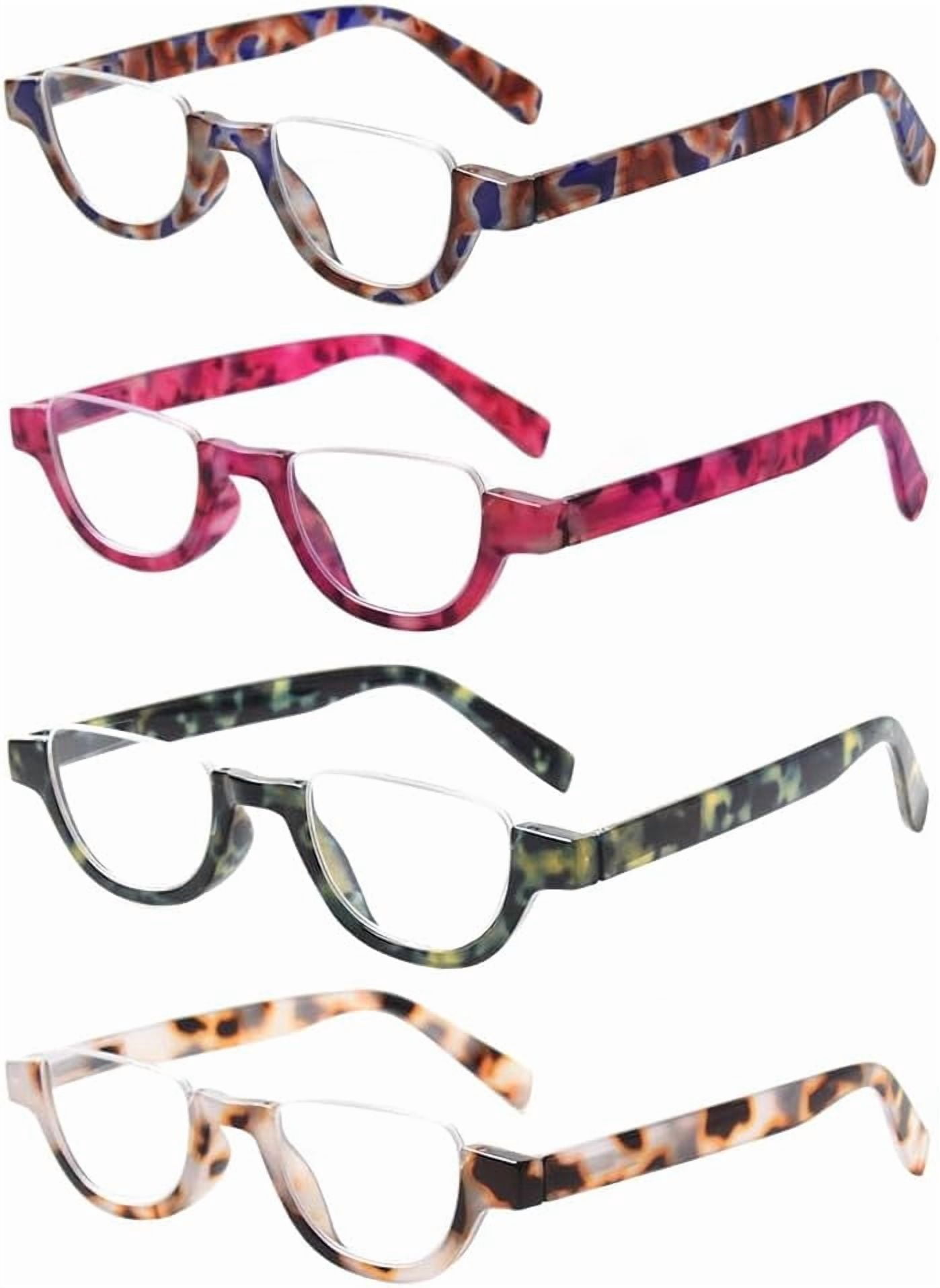 4 Pairs of Colorful Fashion Half Moon Frame Reading Glasses Spring ...