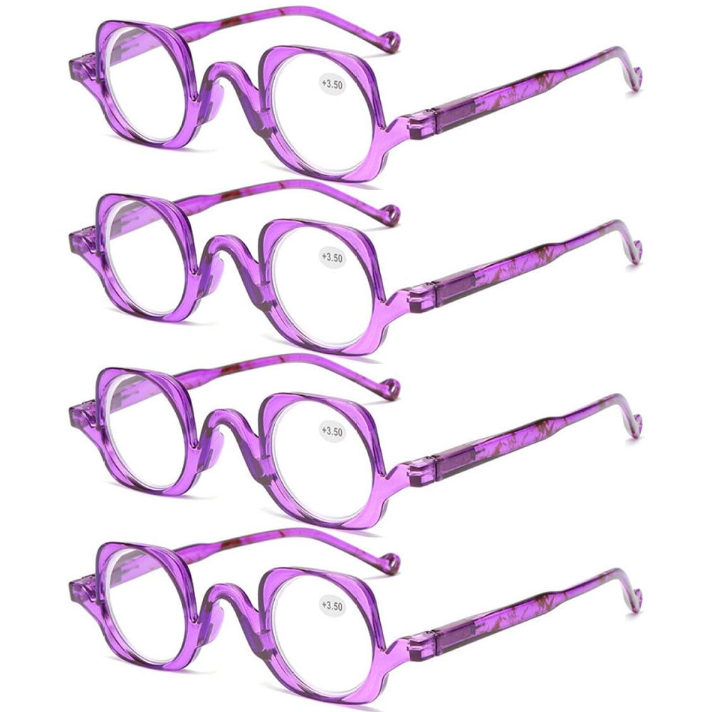4 Pairs of Fashion Purple Clear Frame Reading Glasses Personality Retro ...