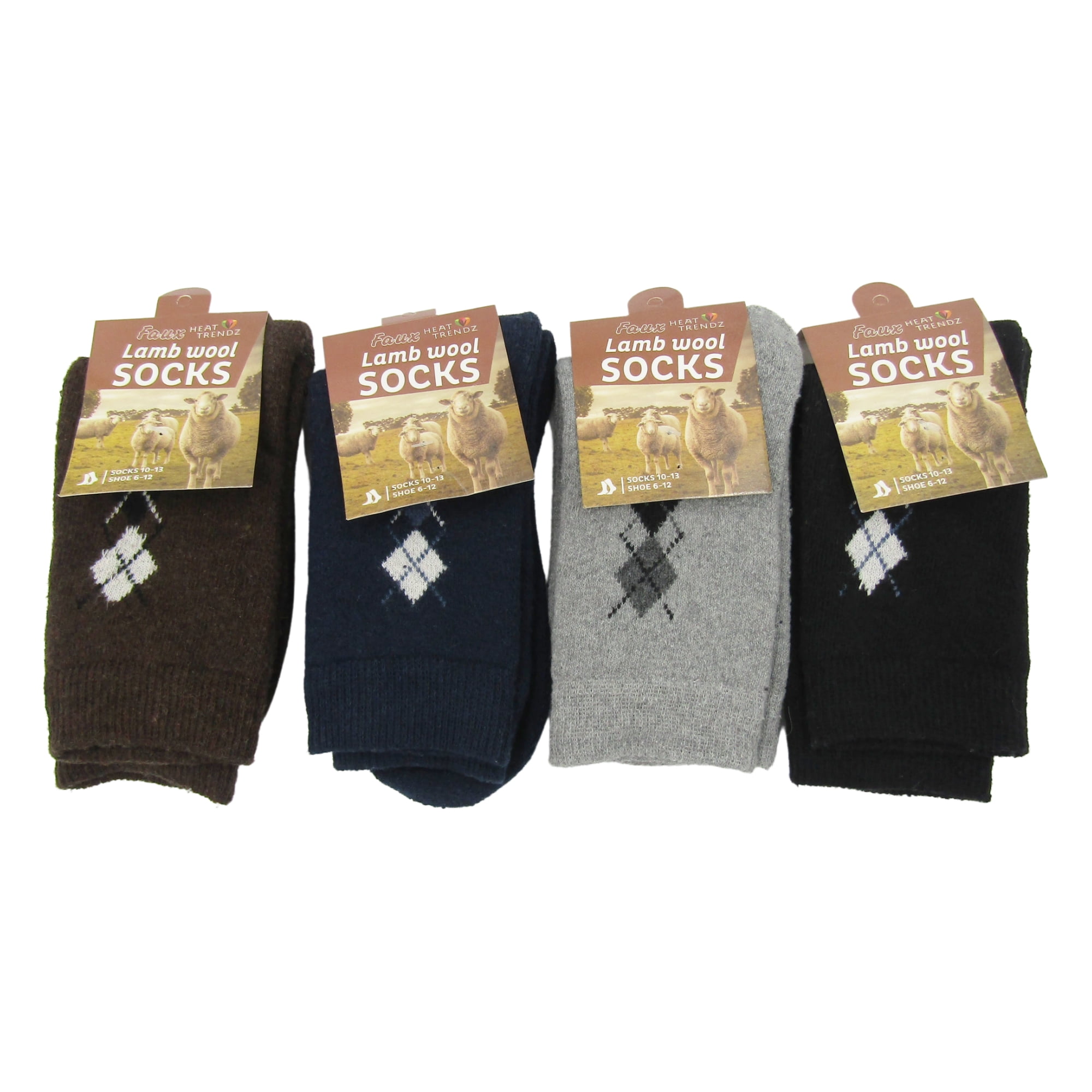 4 Pairs of Men's Soft Comfort Thick Casual Warm Wool Crew Socks (Small ...