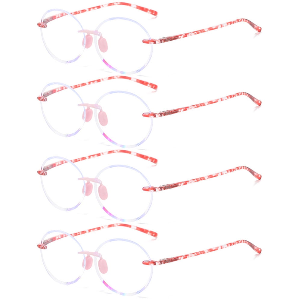 4 Pairs of Red Ultra-light Anti-blue Light Reading Glasses 1.00 for ...