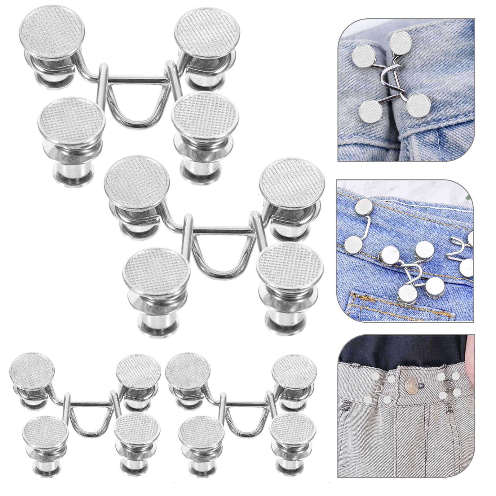4 Pairs of Waist Extender Button for Pants Adjustable Stainless Waist ...
