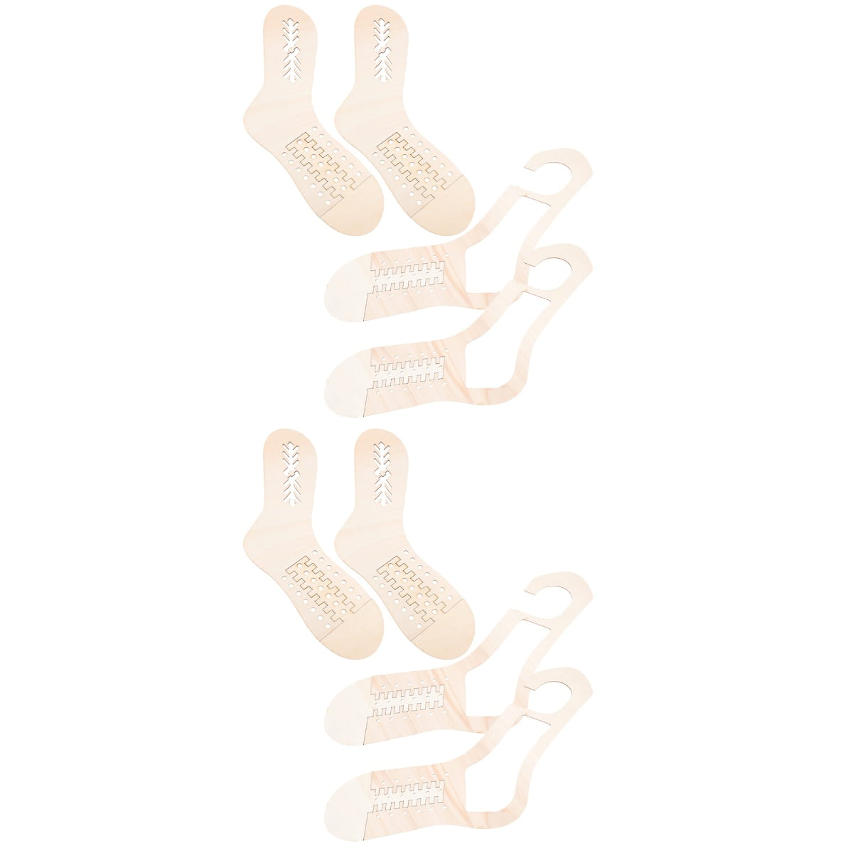 4 Pairs of Weave Knitting Sock Tools Wood Sock Blockers DIY Sock ...