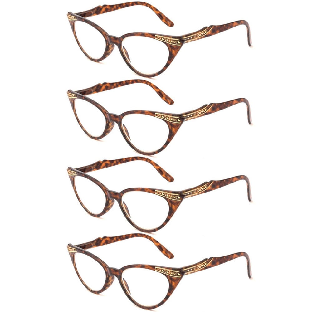 4 Pairs Of Women Cat Eyes Tortoiseshell Reading Glasses Ladies Readers