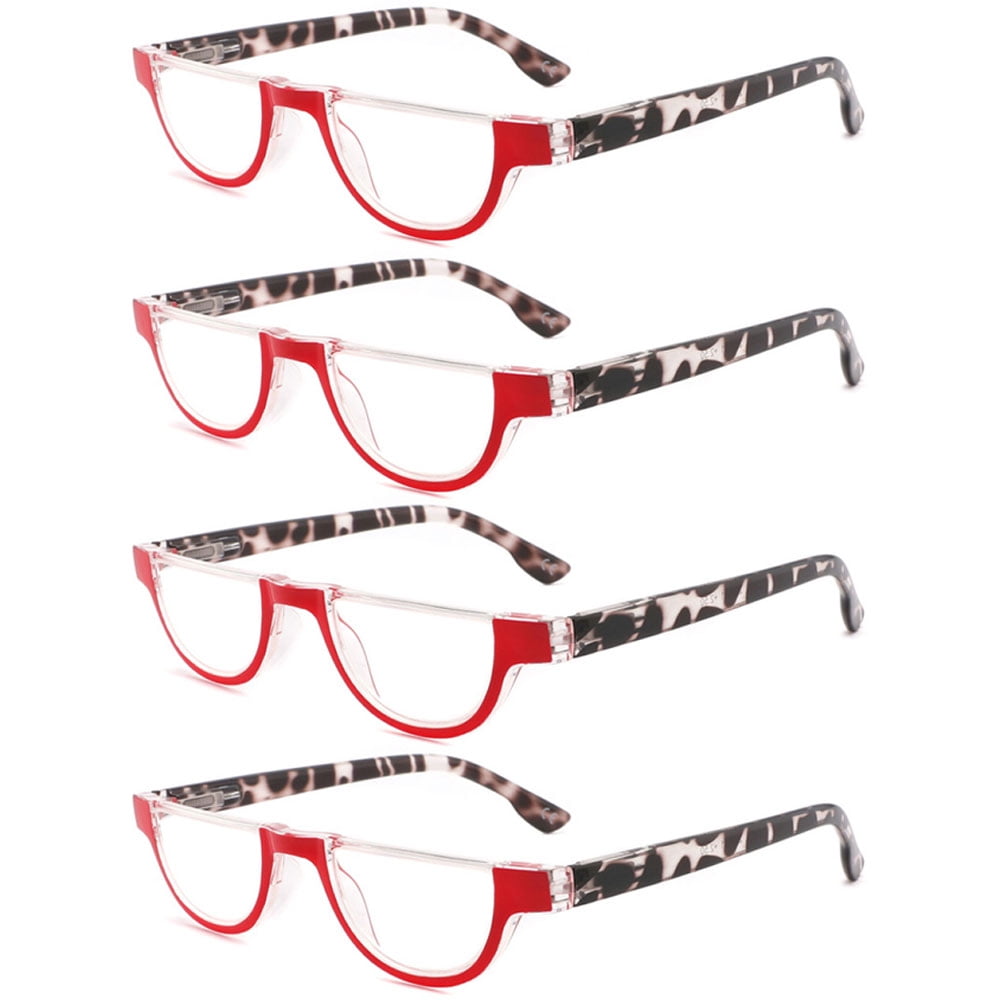 4 Pairs of Women Half Moon Reading Glasses 1.00 Men Half Round Spring ...