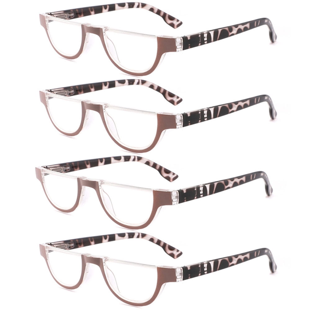 4 Pairs of Women Half Moon Reading Glasses 2.50 Men Half Round Spring ...