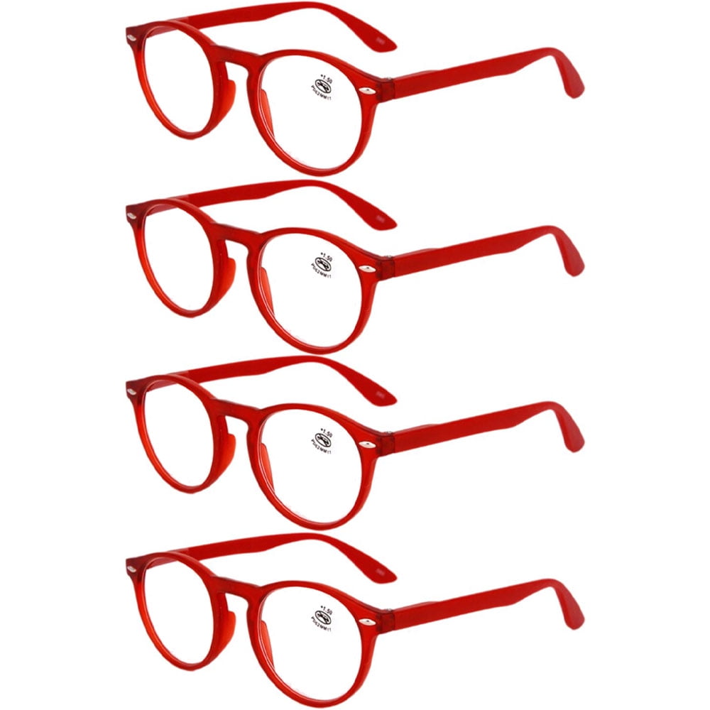 4 Pairs of Womens Red Vintage Round Reading Glasses Stylish Mens ...