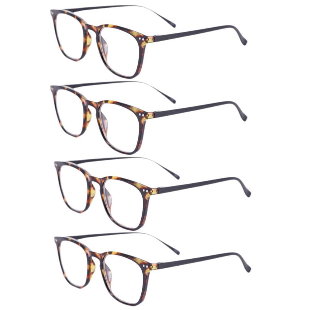 4 Pairs of Womens Tortoiseshell Oversized Square Reading Glasses Mens ...