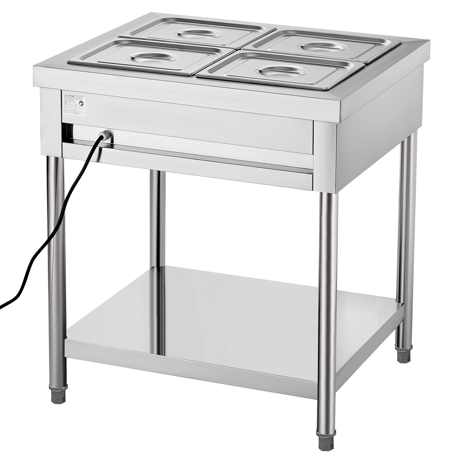 4-Pan Commercial Food Warmer, 1500W Electric Heated Buffet Station with ...
