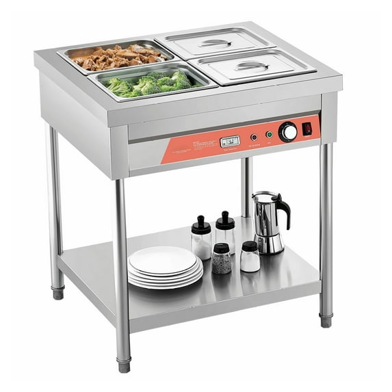 4-Pan Food Warmer - 1500W Electric Buffet Server, Stainless Steel ...
