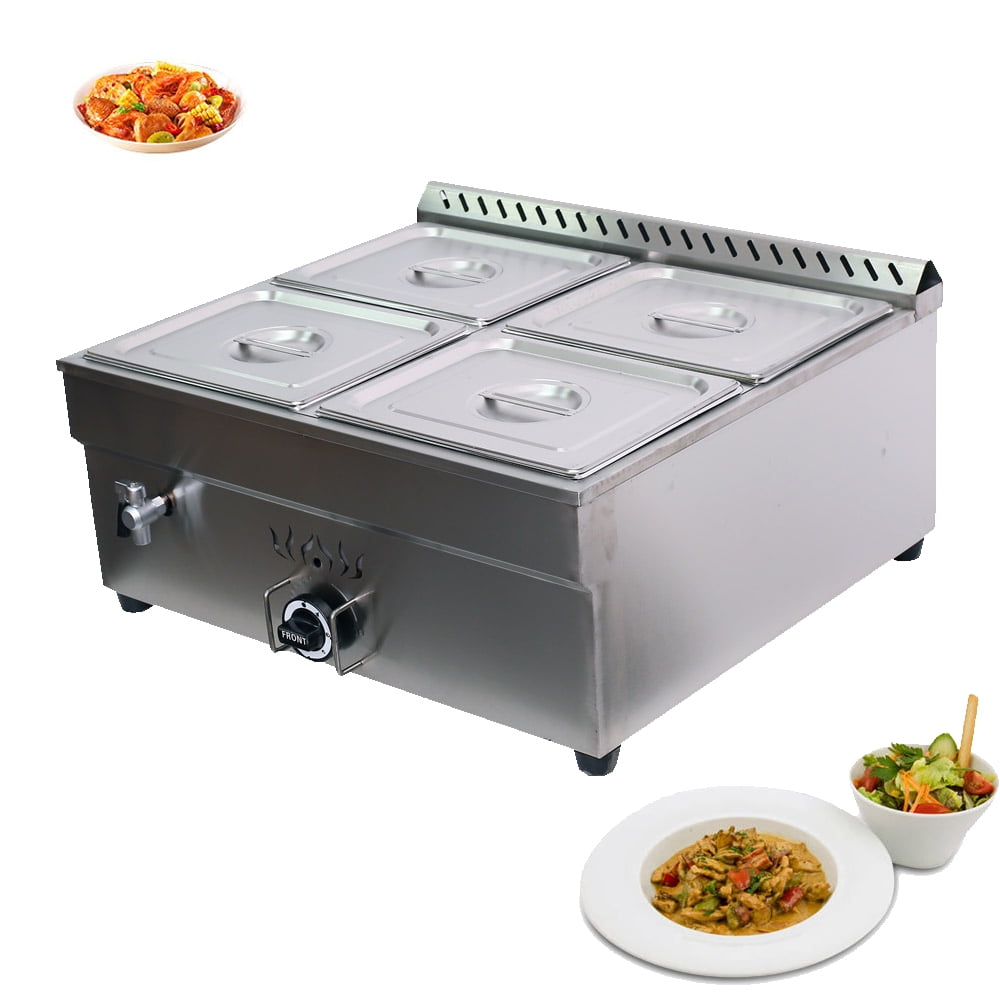 4-Pan LP Gas Food Warmer Buffet Heating Steam Table Warmer with ...