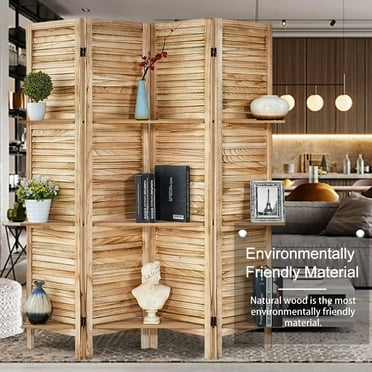 MoNiBloom 5.8 ft Tall Partition Wall Folding Room Divider, 6 Panel Wood ...