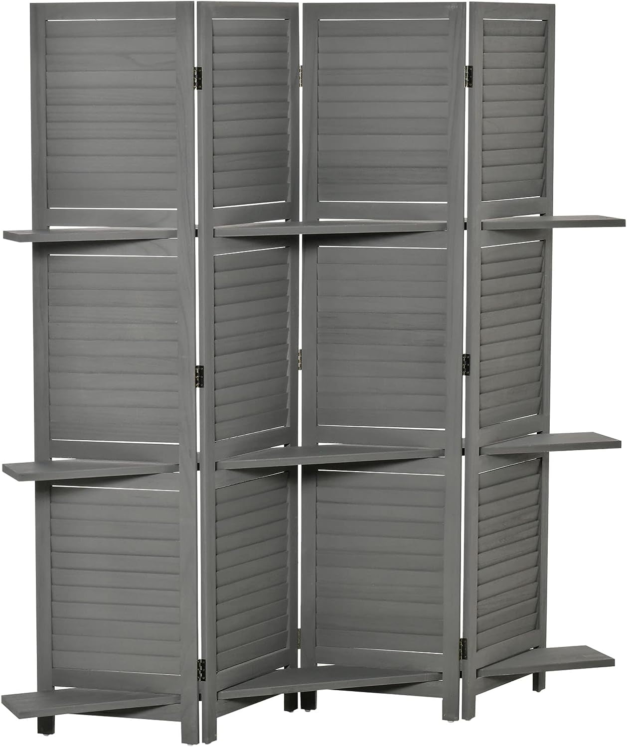 4 Panel 67" Tall Wood Privacy Screen Room Divider With 3 Display ...