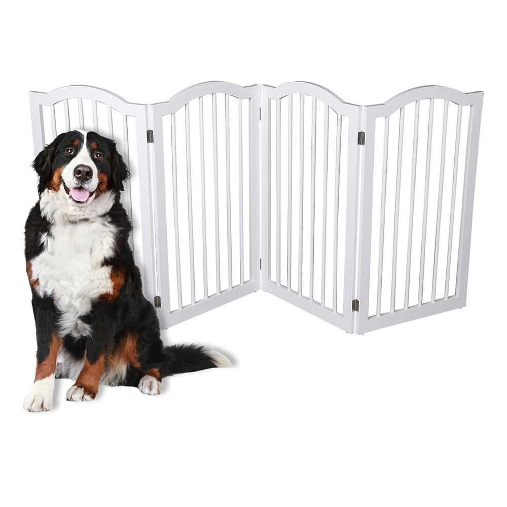4 Panel Arched Top Dog Gate, 36in H x 80in WFolding Pet Barrier, Free ...