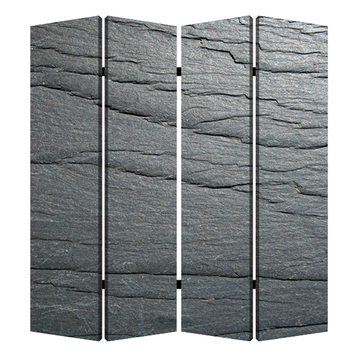 4 Panel Canvas and Metal Frame Room Divider, Slate Gray- Saltoro Sherpi ...
