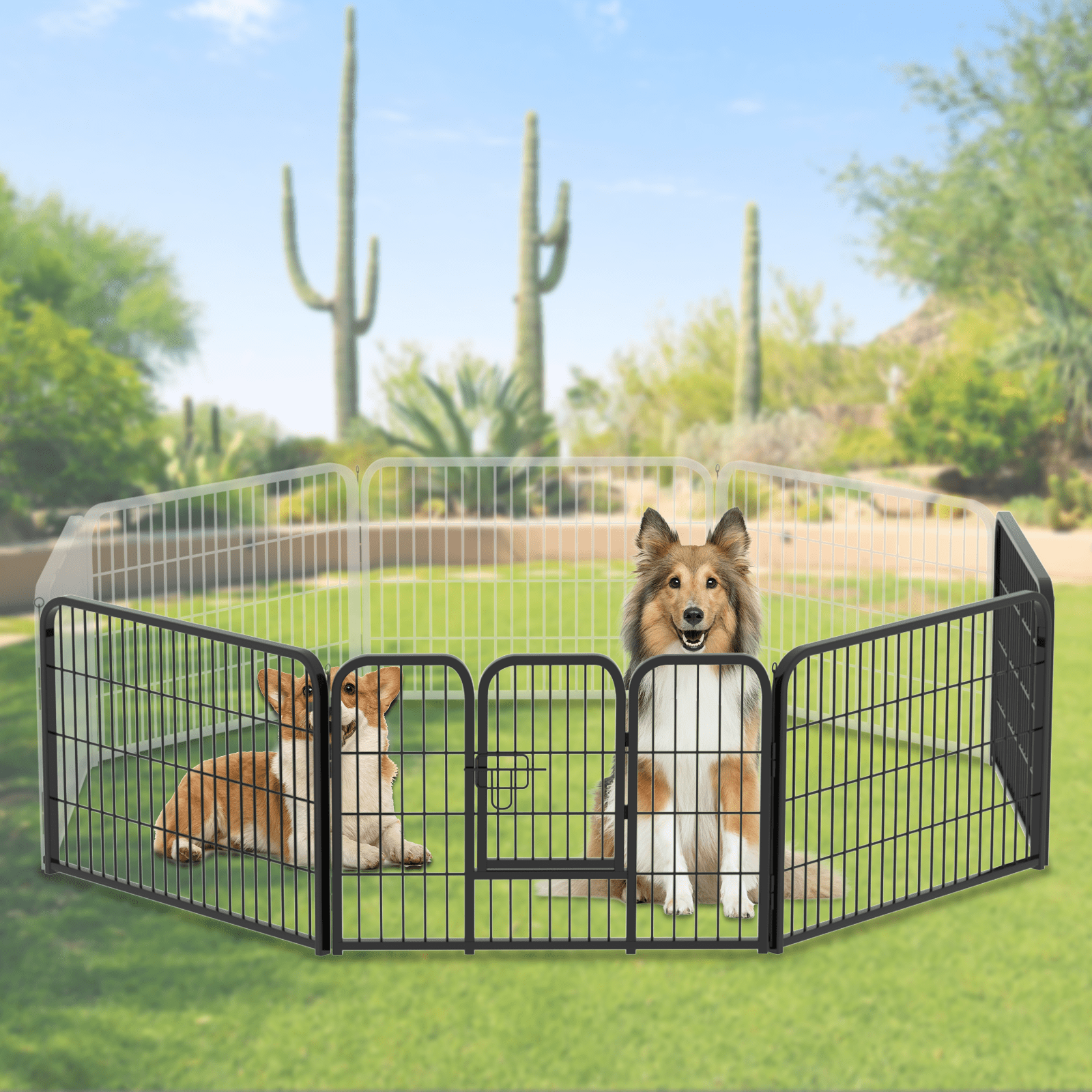 4 Panel Dog Playpen 24 inch Height Portable Dog Pen for Dog Pet Puppy ...