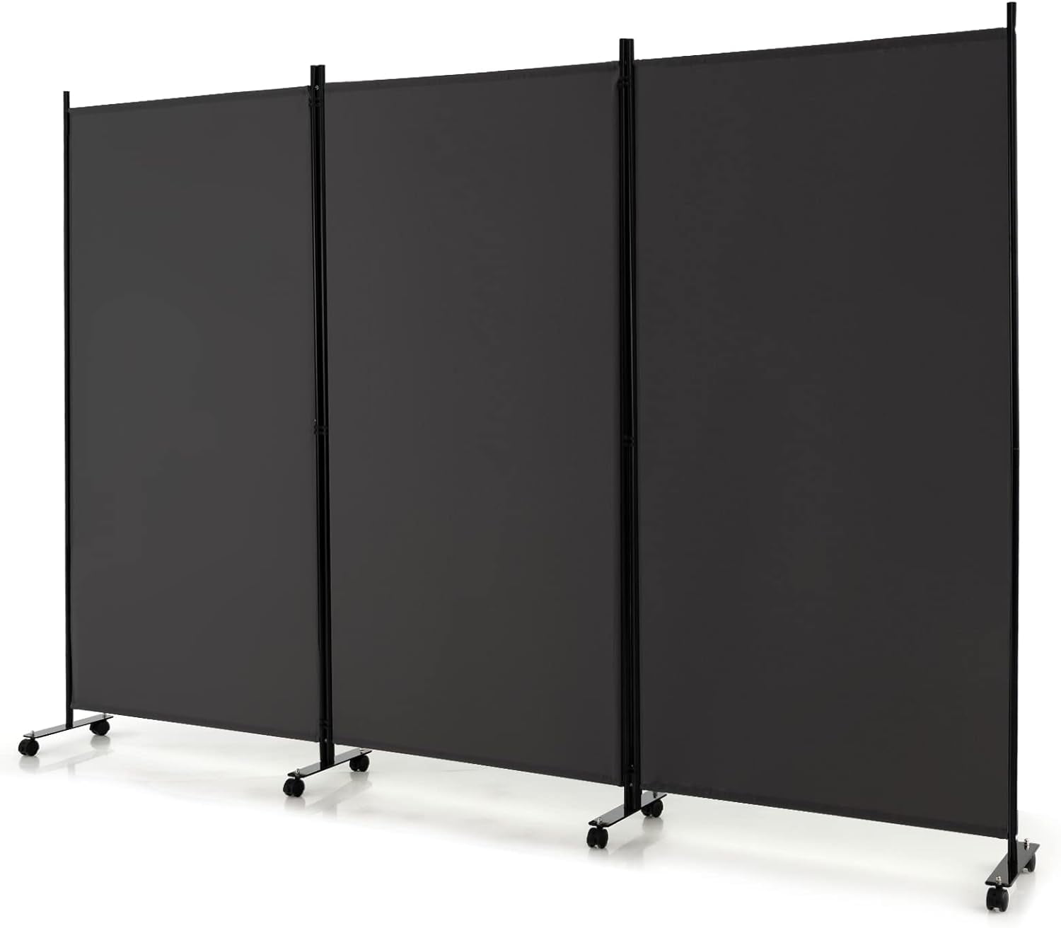 4 Panel Folding Room Divider 6FT Rolling Privacy Screen with Lockable ...