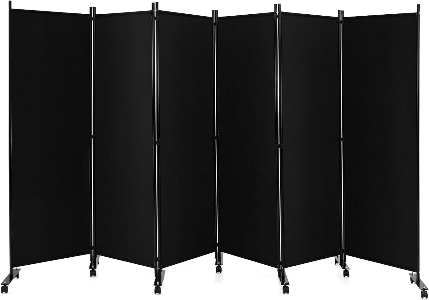 4 Panel Folding Room Divider 6FT Rolling Privacy Screen with Lockable ...