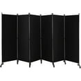 4 Panel Folding Room Divider 6FT Rolling Privacy Screen with Lockable ...